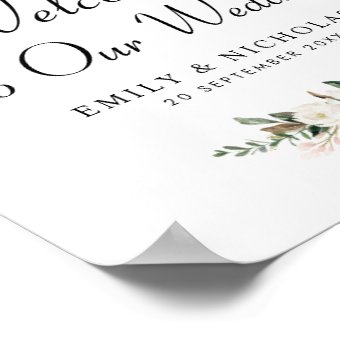 white magnolia floral welcome wedding sign | Zazzle