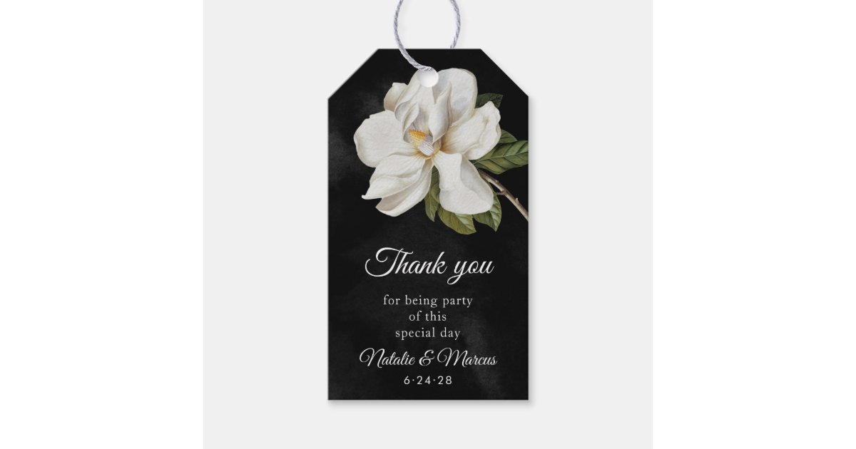 White Magnolia Wedding Favor Tags | Zazzle