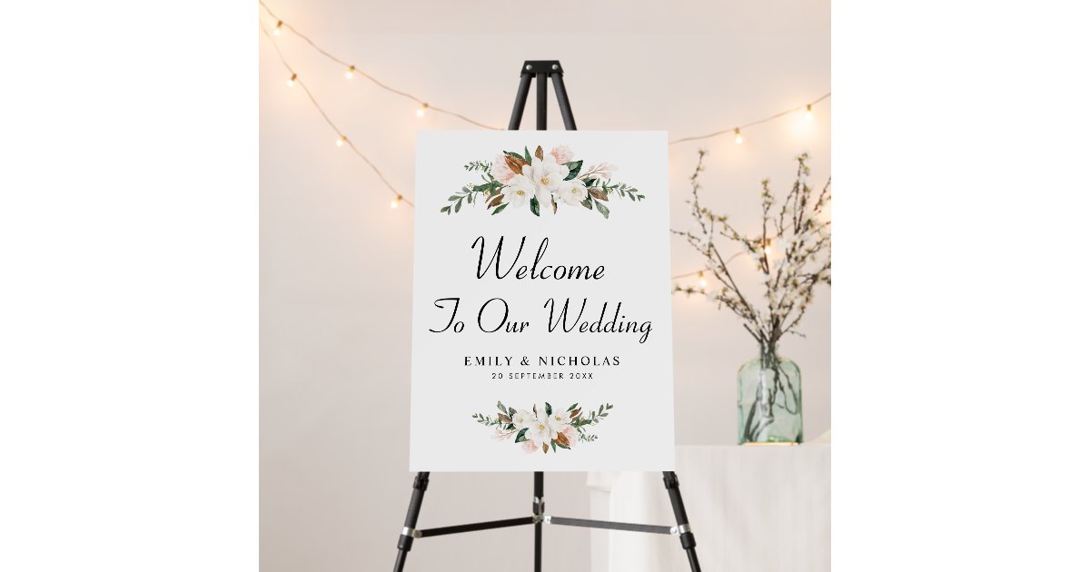 white magnolias welcome wedding sign | Zazzle