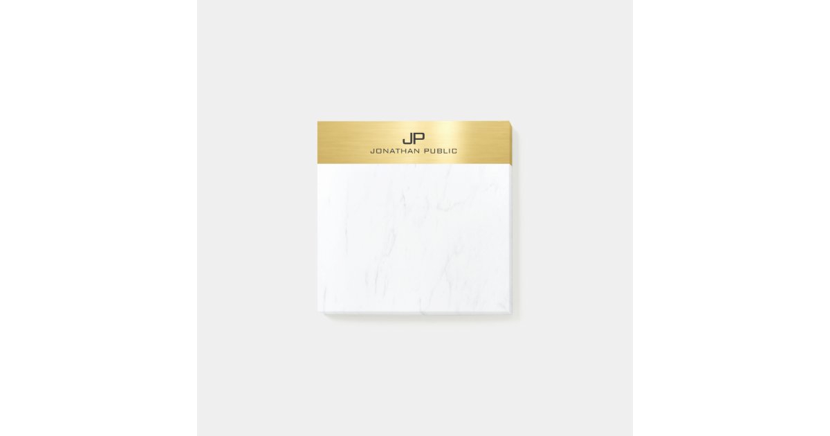 White Marble And Gold Elegant Simple Template Post-it Notes | Zazzle