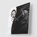 White Marble, Black, Gold Filigree Graphic Square Wall Clock | Zazzle