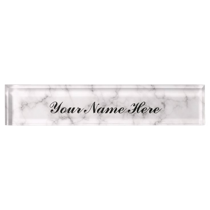 White Marble Desk Name plate | Zazzle