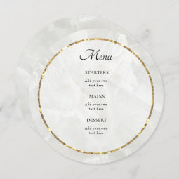 white marble elegant Menu | Zazzle