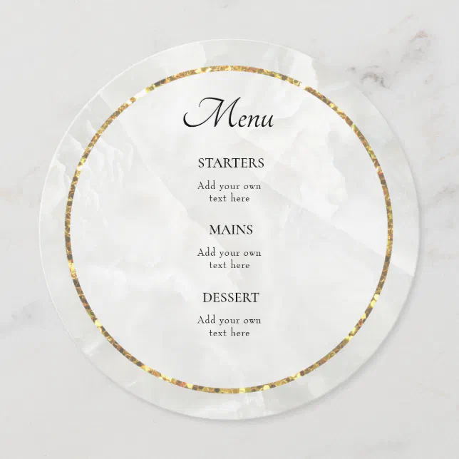 white marble elegant Menu | Zazzle