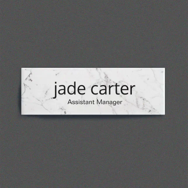 White Marble Employee Staff Magnetic Name Tag | Zazzle