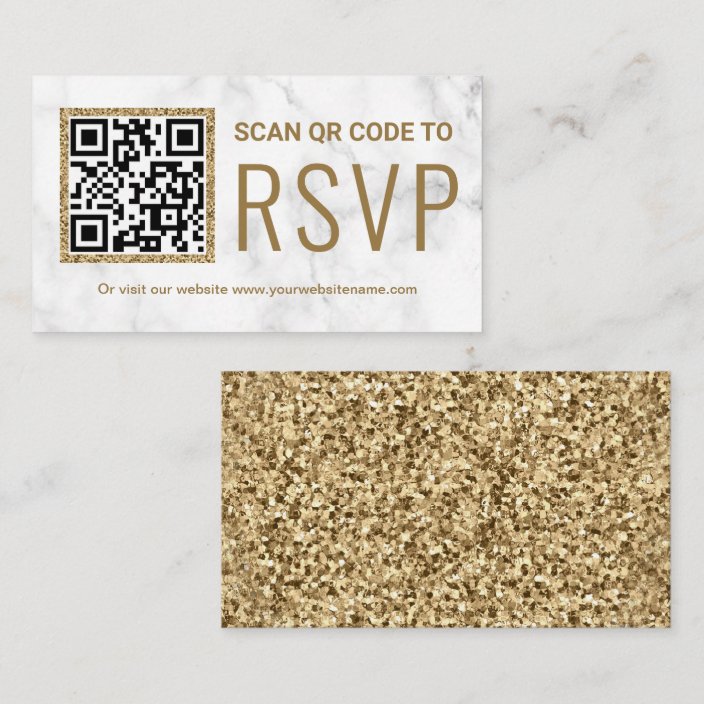 White Marble Gold QR Code RSVP Wedding Website Enclosure Card | Zazzle.com