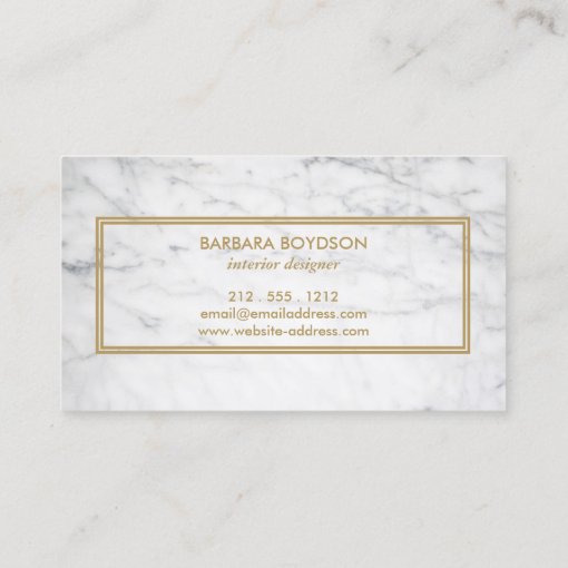 WHITE MARBLE INTERIOR DESIGNER Business Card | Zazzle