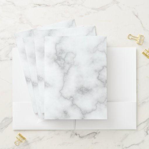 White Marble Look Pocket Folder | Zazzle