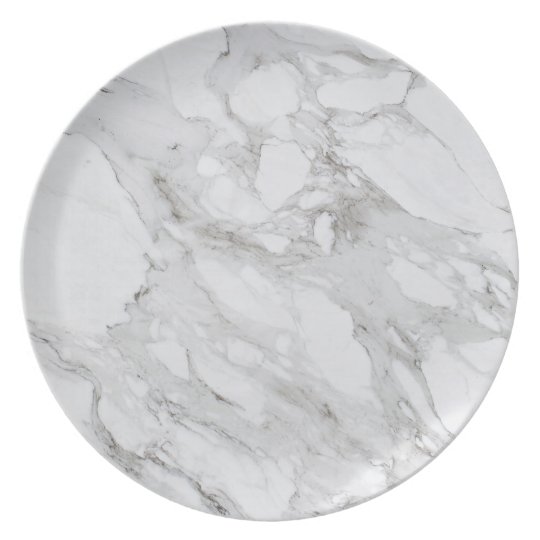 White Marble Melamine Plate | Zazzle.com