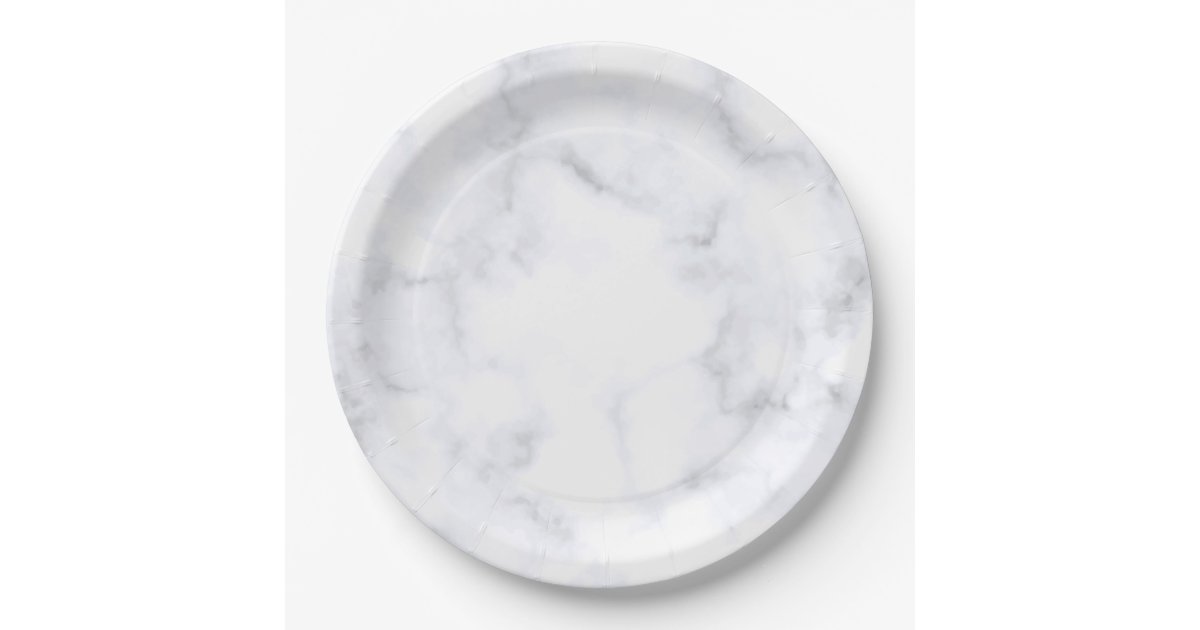 White Marble Paper Plates | Zazzle