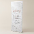 White Marble & Rose Gold Elegant Wedding Welcome Retractable Banner ...