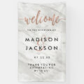 White Marble & Rose Gold Modern Wedding Welcome Banner | Zazzle