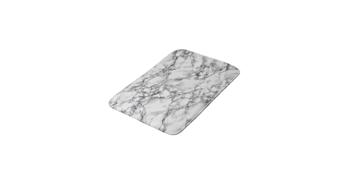 White Marble Stone Bath Mat Modern Design | Zazzle