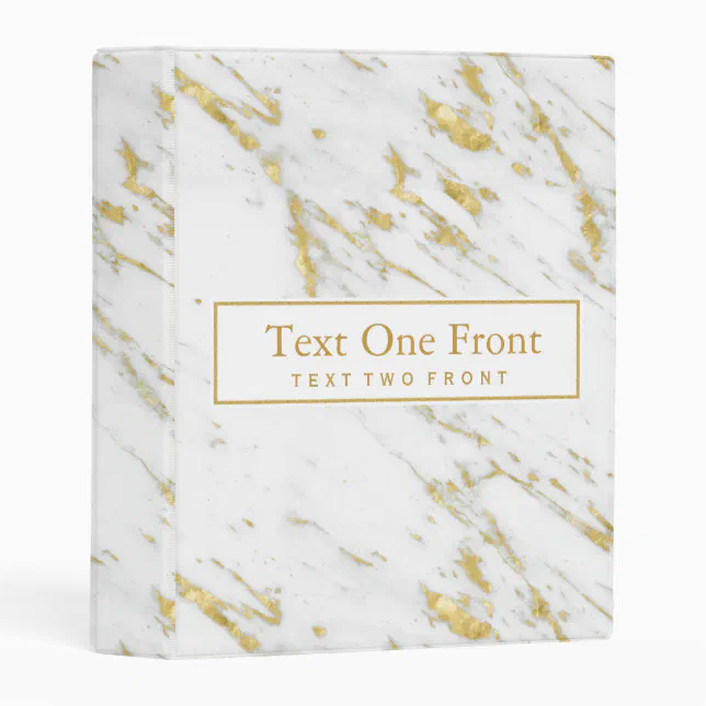 White Marble Stone Texture Gold Glitter Mini Binder | Zazzle