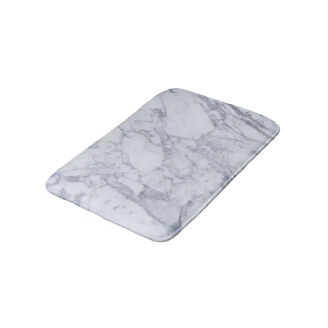 White Marble Stone Texture Print Bath Mat | Zazzle