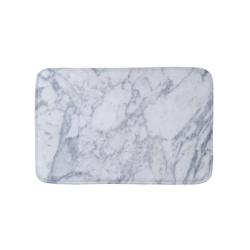 White Marble Stone Texture Print Bath Mat | Zazzle