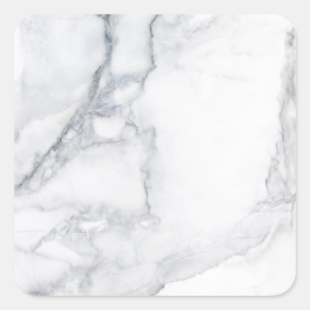 White marble texture square sticker | Zazzle