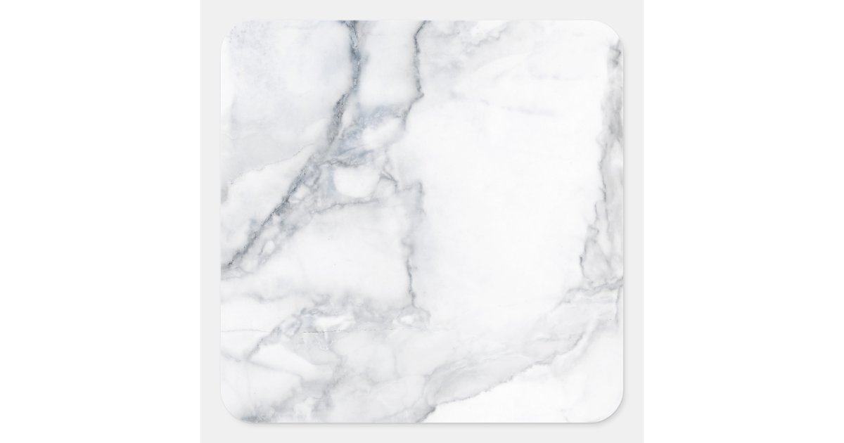 White marble texture square sticker | Zazzle