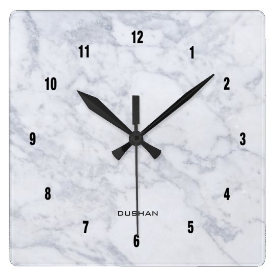 White Marble Texture Square Wall Clock | Zazzle.com