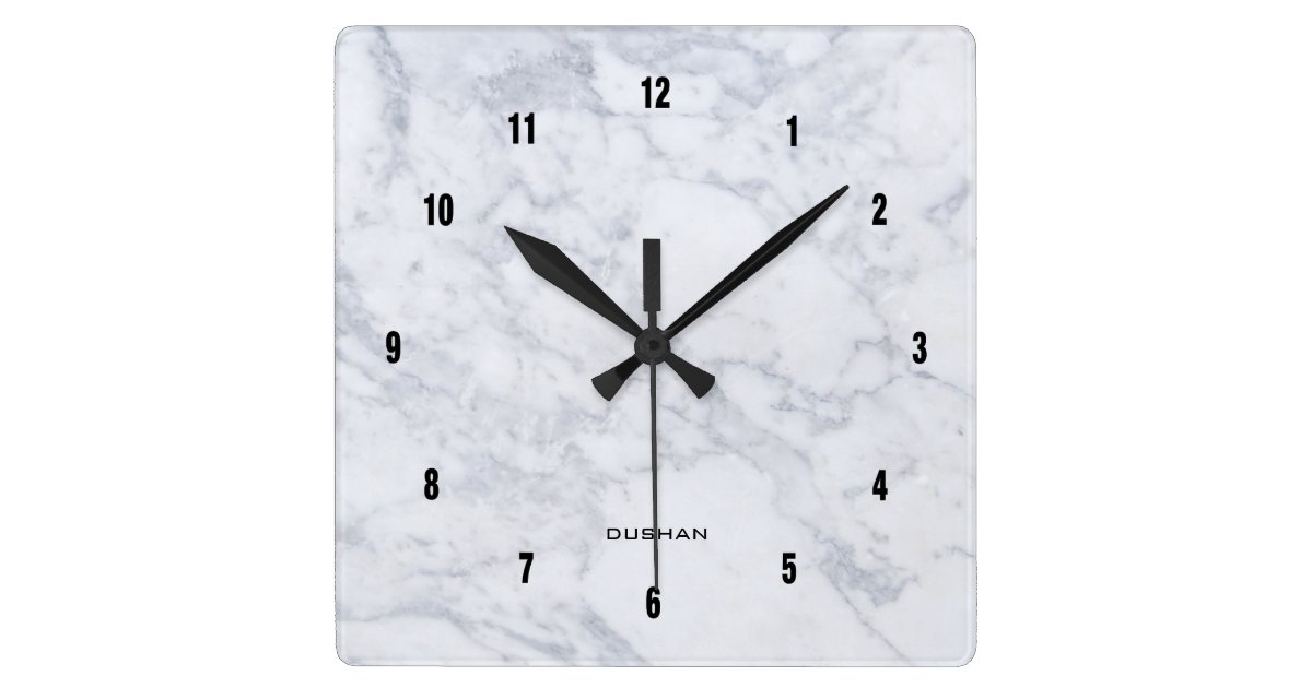 White Marble Texture Square Wall Clock | Zazzle.com