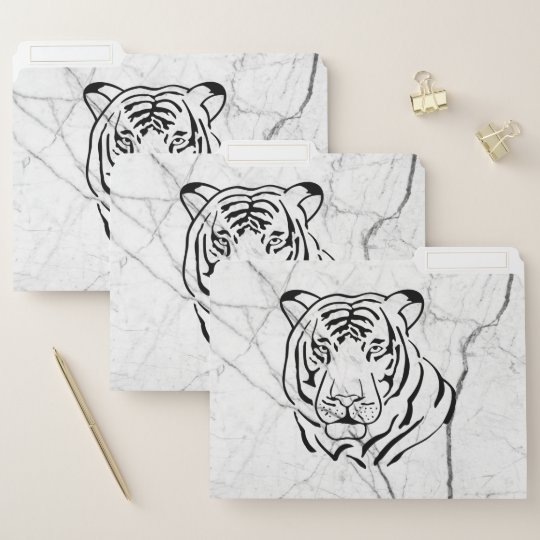 White Marble With Tiger File Folder | Zazzle.com