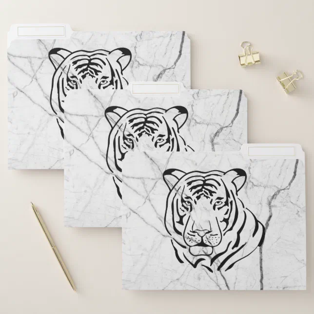 White Marble With Tiger File Folder | Zazzle
