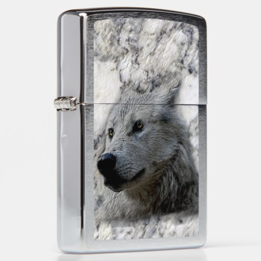 White Marble Wolf Zippo Lighter | Zazzle