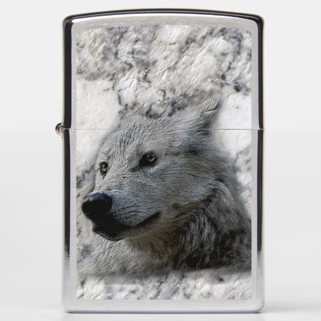 White Marble Wolf Zippo Lighter | Zazzle