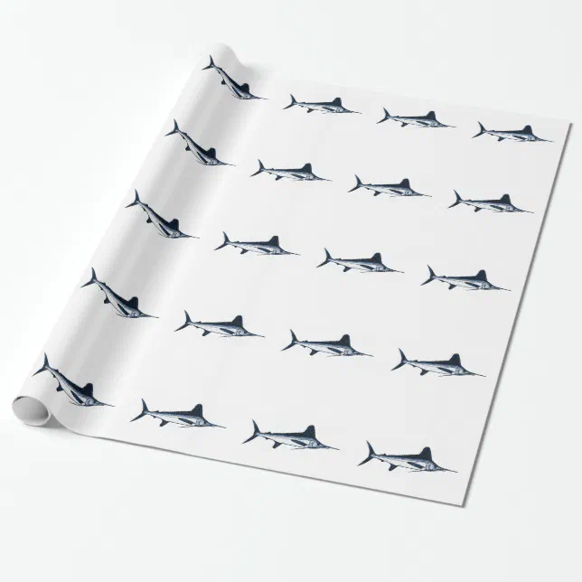 White Marlin Deep Sea Fishing Wrapping Paper | Zazzle