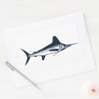 White Marlin Logo Rectangular Sticker | Zazzle