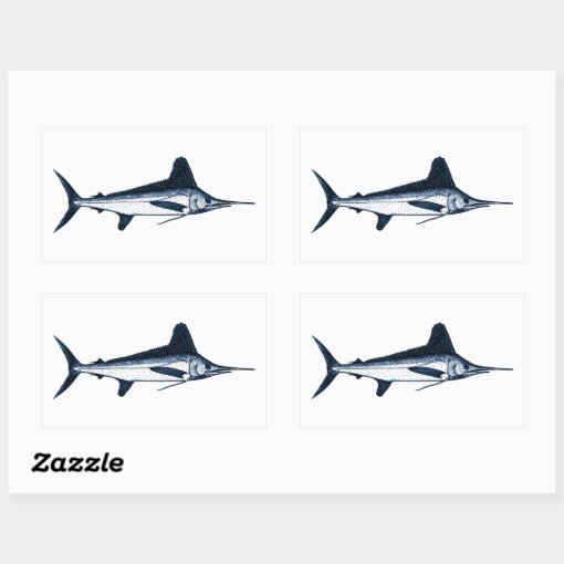 White Marlin Logo Rectangular Sticker | Zazzle