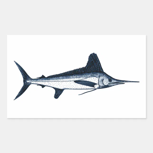 White Marlin Logo Rectangular Sticker | Zazzle