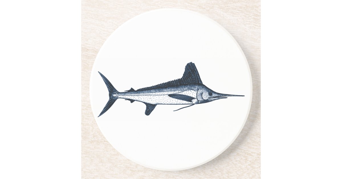 White Marlin Logo Sandstone Coaster | Zazzle