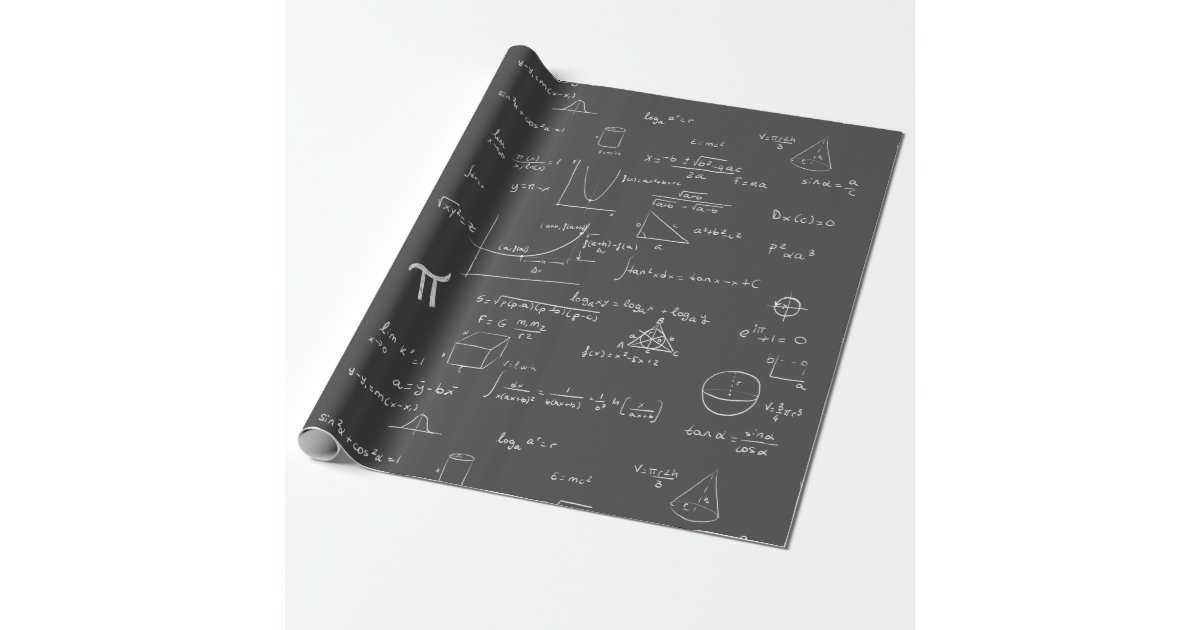 White Mathematic Formulas and Equations Dark Grey Wrapping Paper | Zazzle