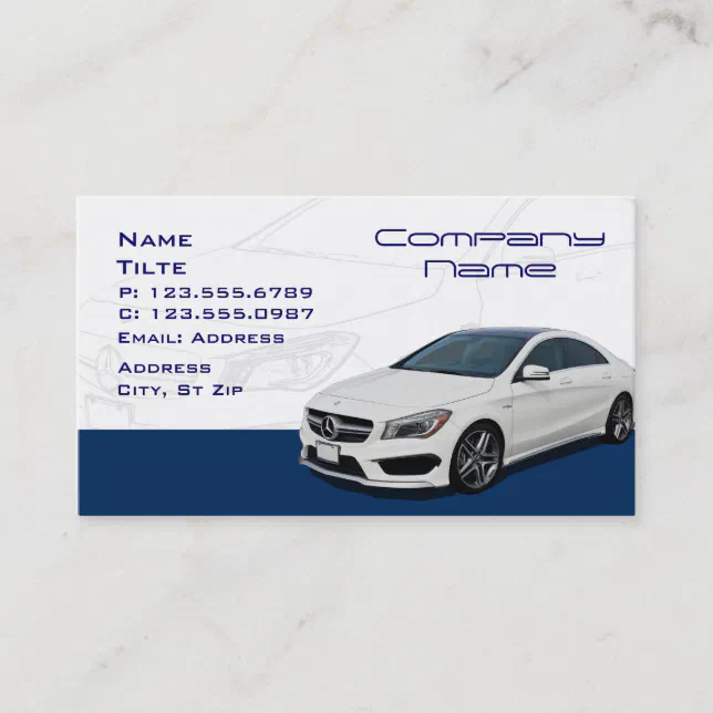 White Mercedes Benz Business Cards | Zazzle