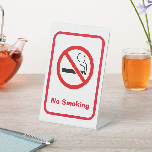 White Minimalist No Smoking Signage Pedestal Sign | Zazzle