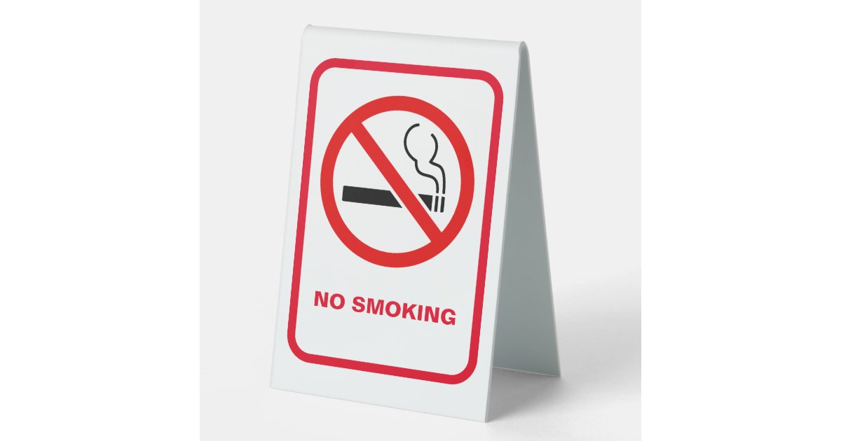 White Minimalist No Smoking Signage Table Tent | Zazzle