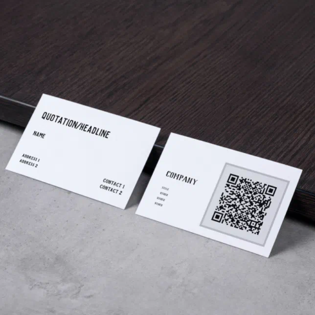 white minimalist - QR code - Business Card | Zazzle