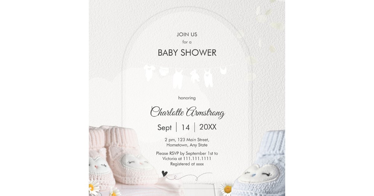 White Minimalist Translucent Modern Baby Shower Acrylic Invitations ...
