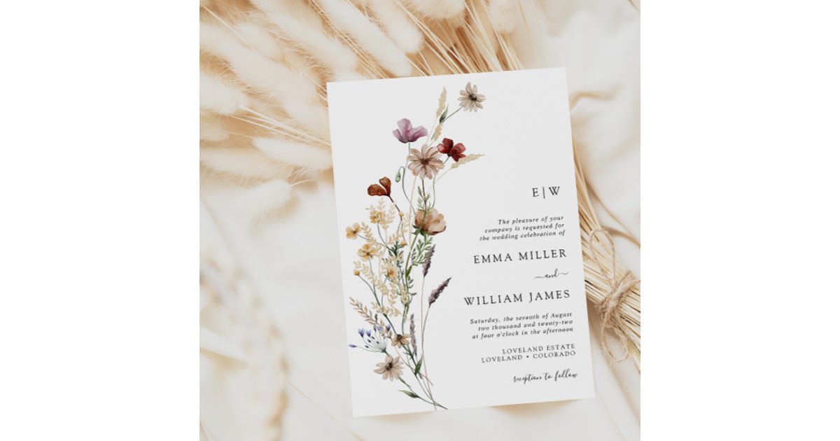 White Modern Boho Wedding Invitation | Zazzle