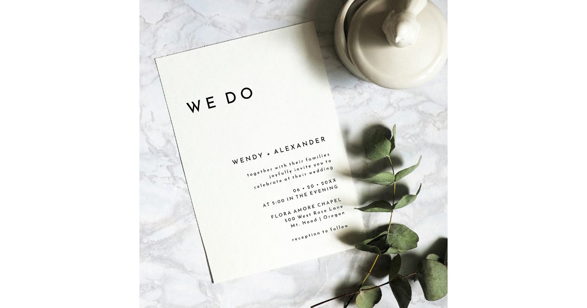 White Modern Bold We Do Wedding Invitation | Zazzle