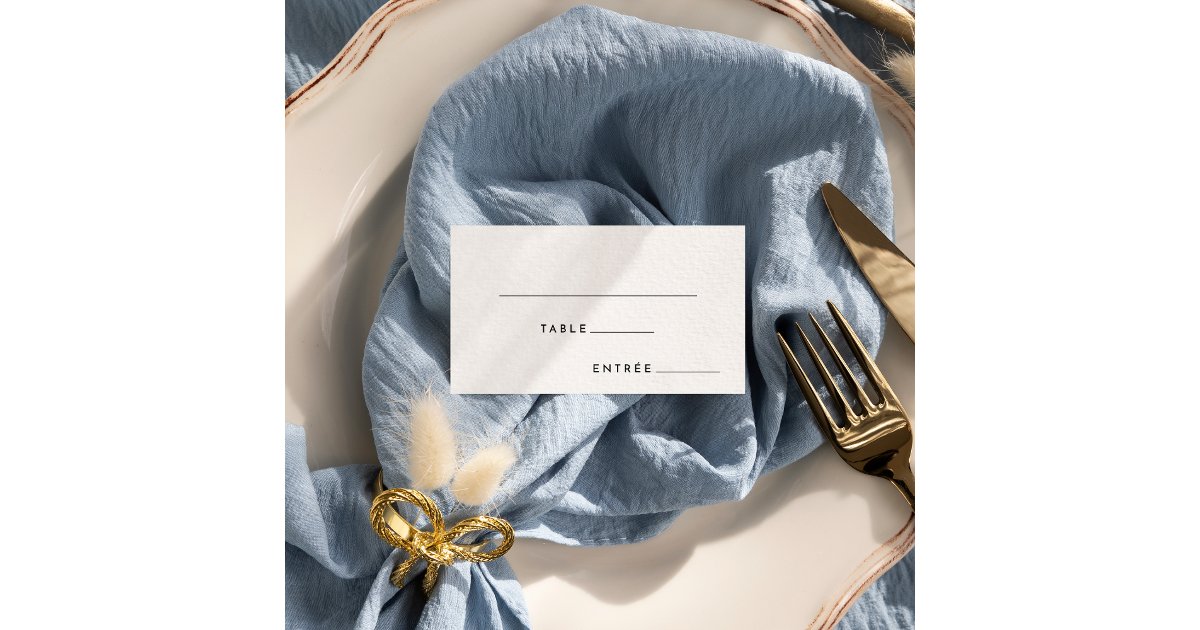 White Modern Bold Wedding Entree Choice Flat Place Card | Zazzle