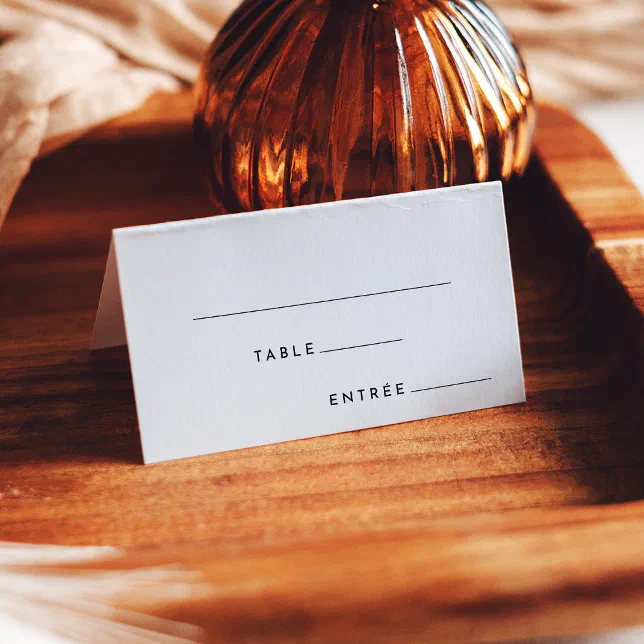 White Modern Bold Wedding Entree Choice Folded Place Card | Zazzle