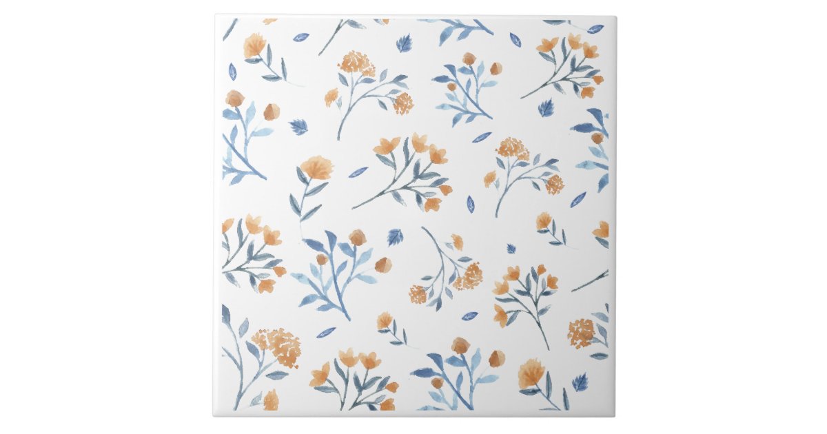 White Modern Farmhouse Wildflower Ceramic Tile | Zazzle