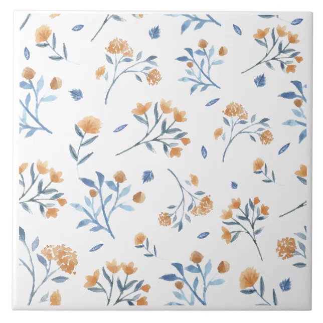 White Modern Farmhouse Wildflower Ceramic Tile | Zazzle