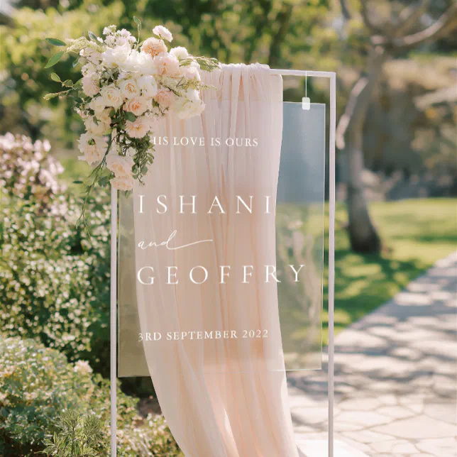 White Modern Minimal Wedding Acrylic Welcome Sign | Zazzle