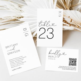 White Modern Monogram Photo Wedding Invitation | Zazzle