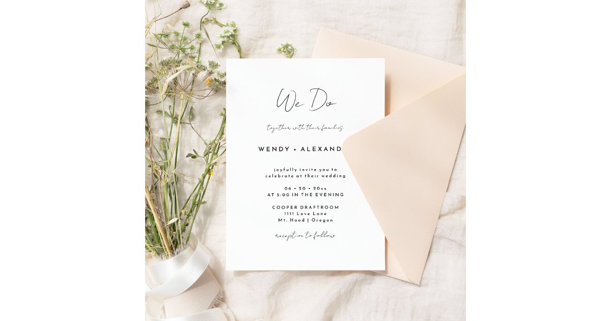 White Modern Script We Do Wedding Invitation | Zazzle
