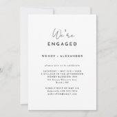 White Modern Script We're Engaged Photo Engagement Invitation | Zazzle