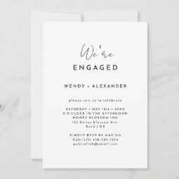 White Modern Script We're Engaged Photo Engagement Invitation | Zazzle
